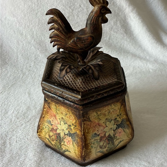 no brand | Accents | Vintage Rooster Wooden Box With Floral Design ...